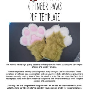 PDF TEMPLATE: Fursuit 4 Finger Paws! Digital Download - Etsy Canada