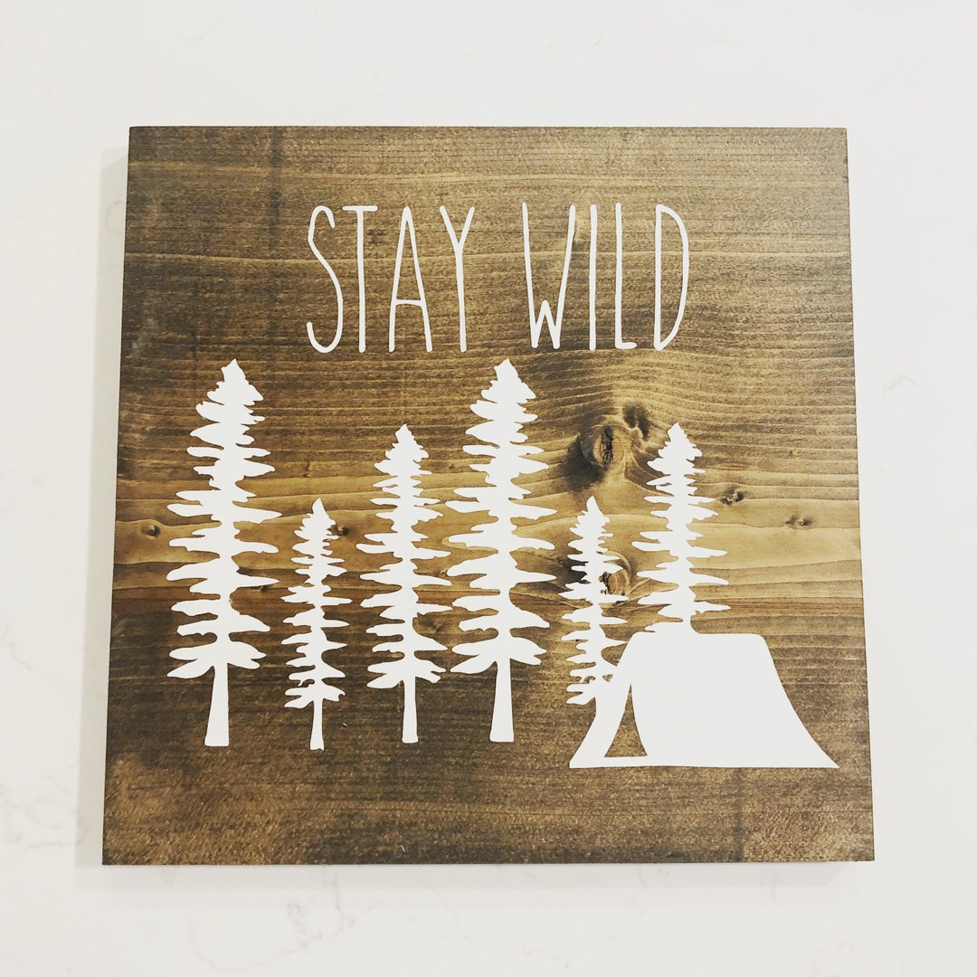 Stay Wild Wooden Sign, Hand Painted Sign, Camping Sign, Outdoor Decor ...