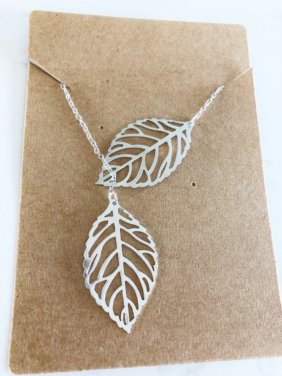 Simple Interlocking Leaf Necklace Simple Necklace Leaf - Etsy