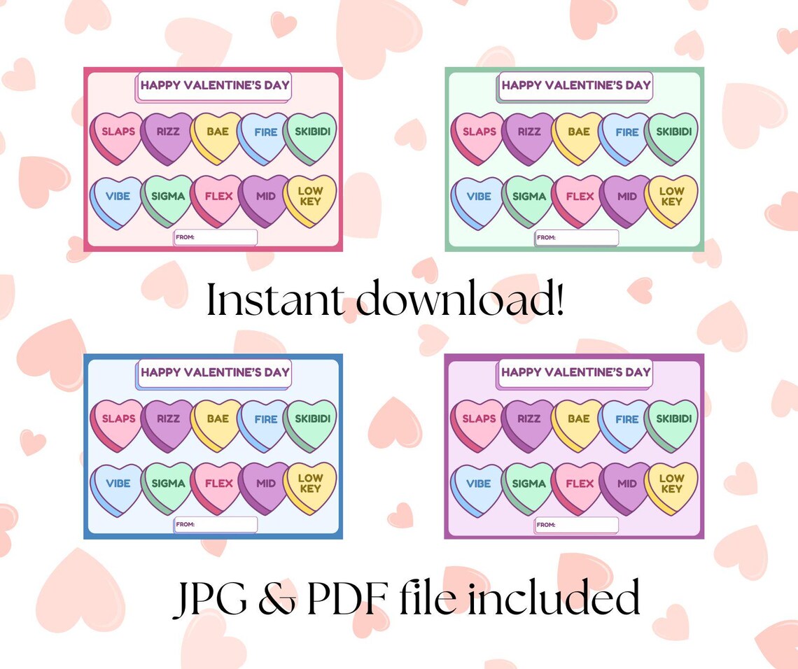 Printable Valentine Cards | Gen Z Valentine | Class Valentine | Gen Z ...