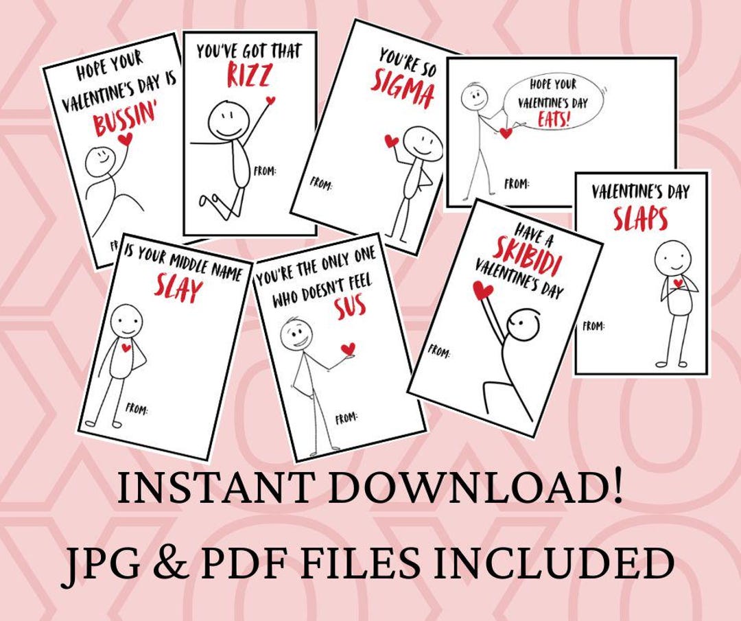 Printable Valentine Cards | Gen Z Valentine | Class Valentine | Gen Z ...
