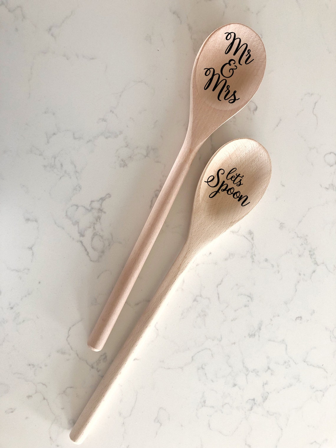 Wooden Spoon Wedding Gift Set, Shower Gift, Mr & Mrs, Let's Spoon ...