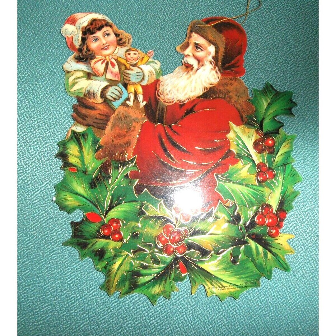 B. Shackman & Co. Double Sided Diecut Cardboard 8 Santa Christmas ...