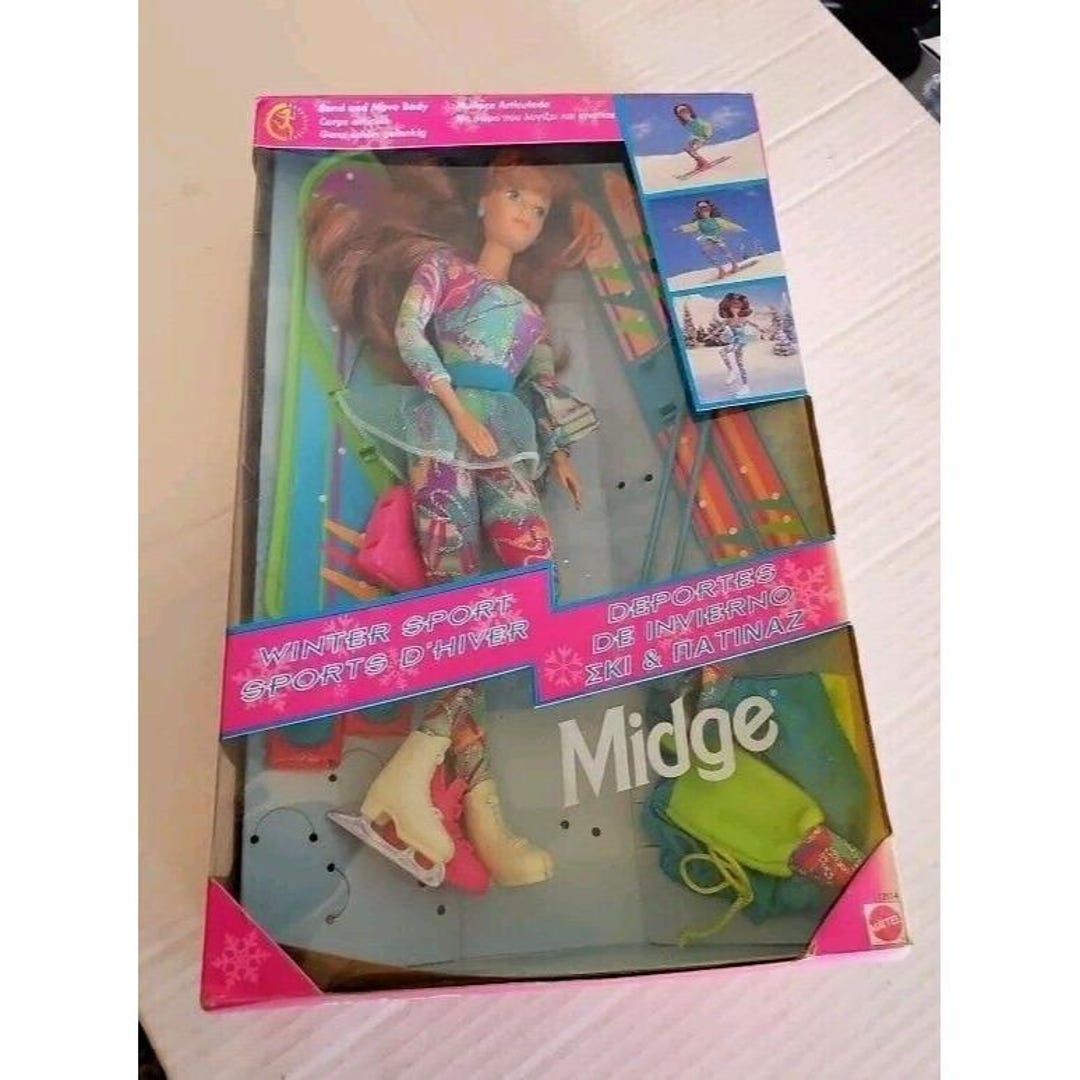 1994 Midge Winter Sport Barbie Doll Skates Ski Snowboard Mattel #13514 ...