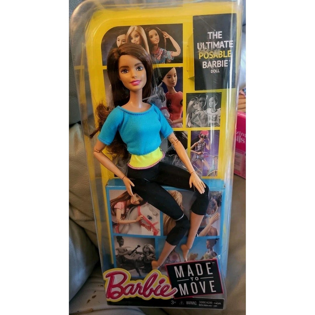 Barbie Made to Move Doll Brunette Blue Top DPP74 DHL84 BRAND NEW Hard ...