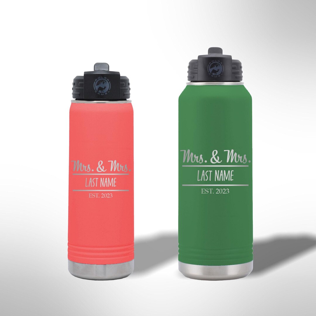 Custom Laser Etched Mrs & Mrs Water Bottle - 20 Oz or 32 Oz - Etsy