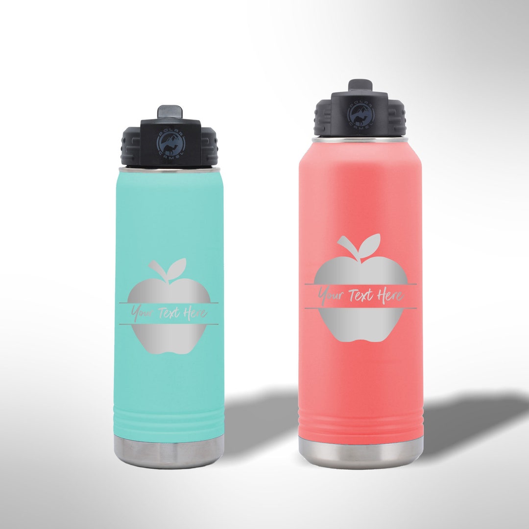 Custom Laser Etched Apple Water Bottle - 20 Oz or 32 Oz - Etsy