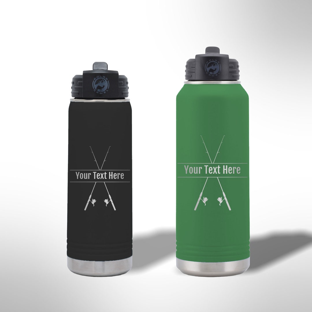 Custom Laser Etched Fishing Poles Water Bottle 20 Oz or 32 Oz - Etsy