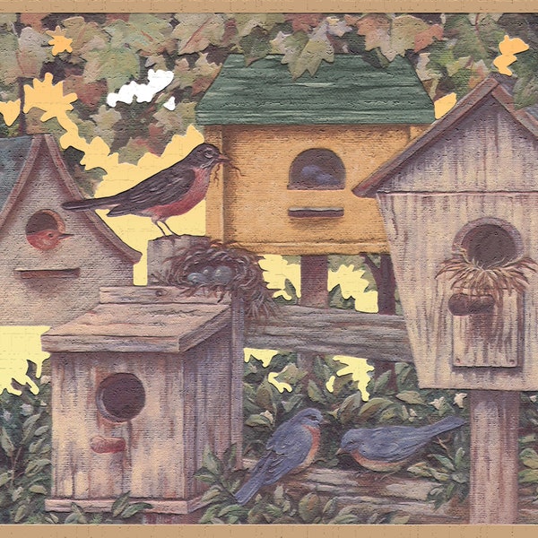 Border Wallpaper With Bird Houses - Etsy