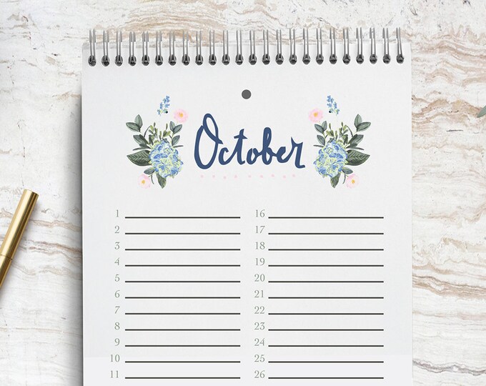 Perpetual Calendar Magnolia / Date Keeper / Organizer / Perpetual ...