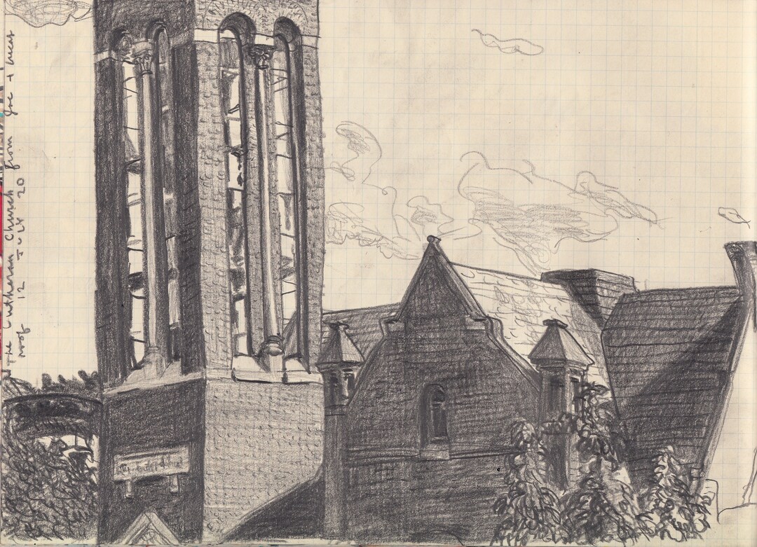 Original Artwork, Graphite Pencil Drawing, Title: the Lutheran Church ...