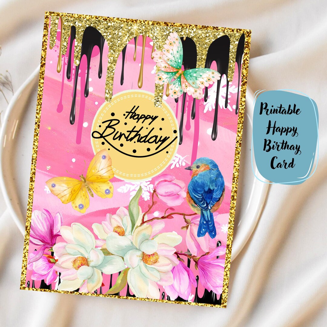 Abstract Pink Drizzle 5.5x7.5 Digital Birthday Greeting Card - Etsy