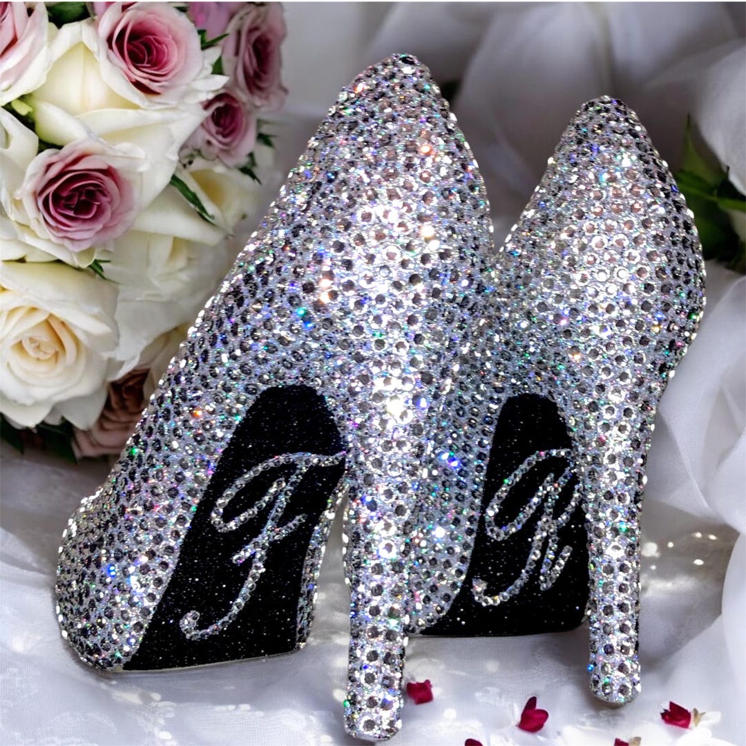 Swarovski Crystal Shoes Personalised Bridal Cinderella Heels Diamond ...