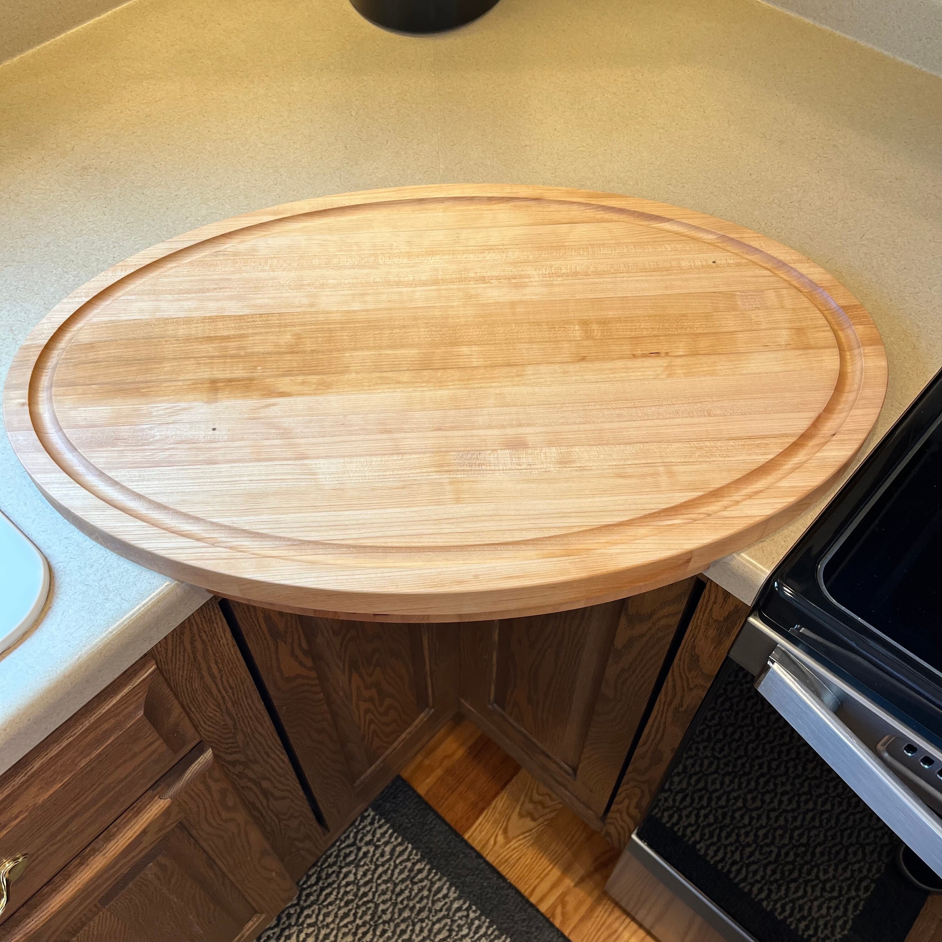 Large Oval Corner Cutting Board Made of Hard Maple - Etsy