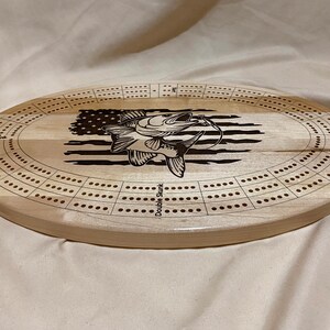 Walleye/us Flag Wooden Cribbage Board - Etsy