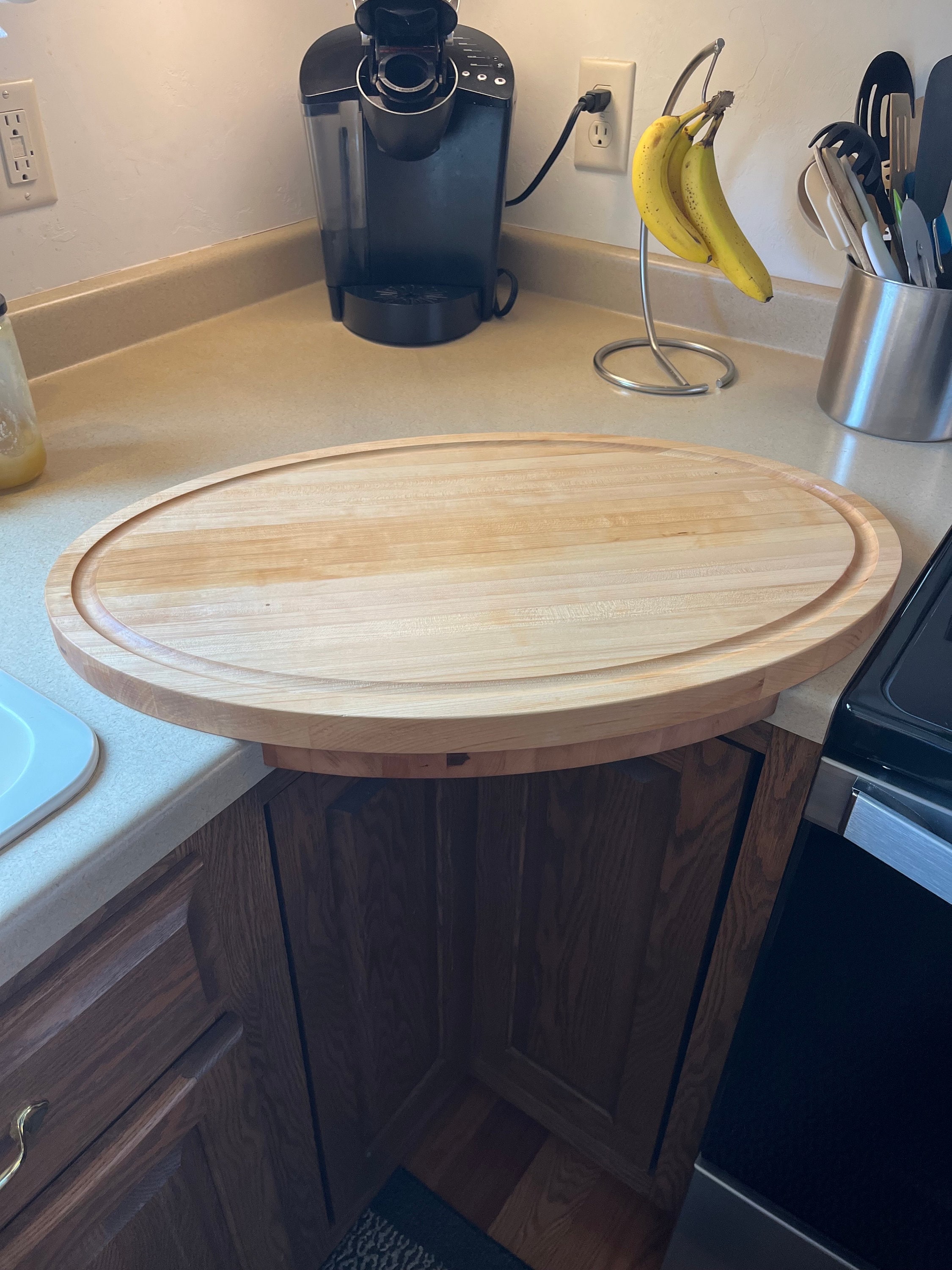 Large Oval Corner Cutting Board Made of Hard Maple - Etsy