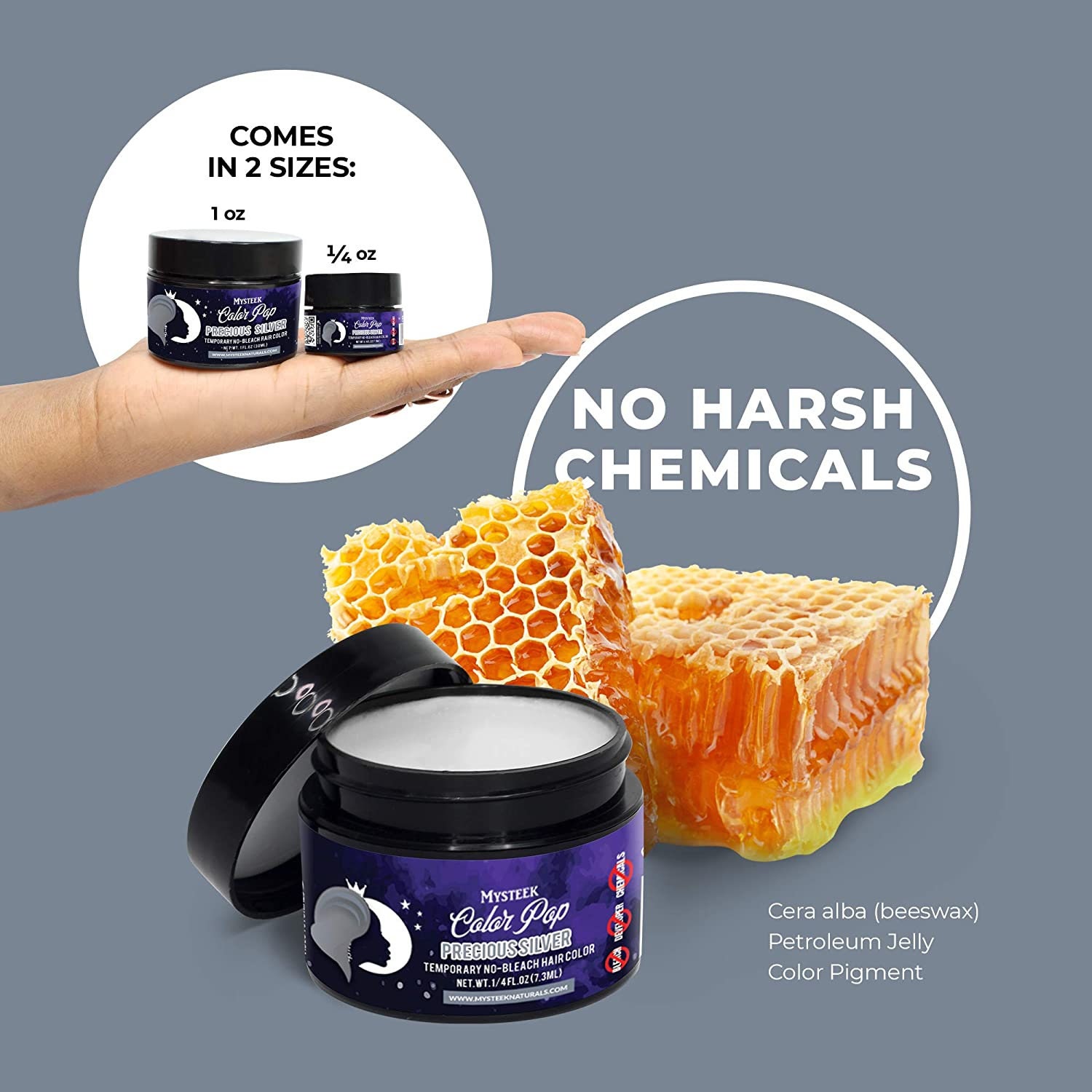 Silver-temporary Natural Hair Dye for Dark Hair or Light Hair, Natural ...