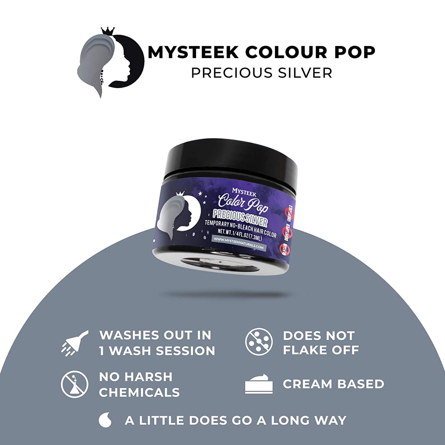 Silver-temporary Natural Hair Dye for Dark Hair or Light Hair, Natural ...