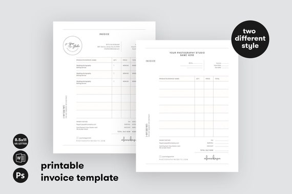 Printable Editable Invoice Template Instant Downloadable | Etsy