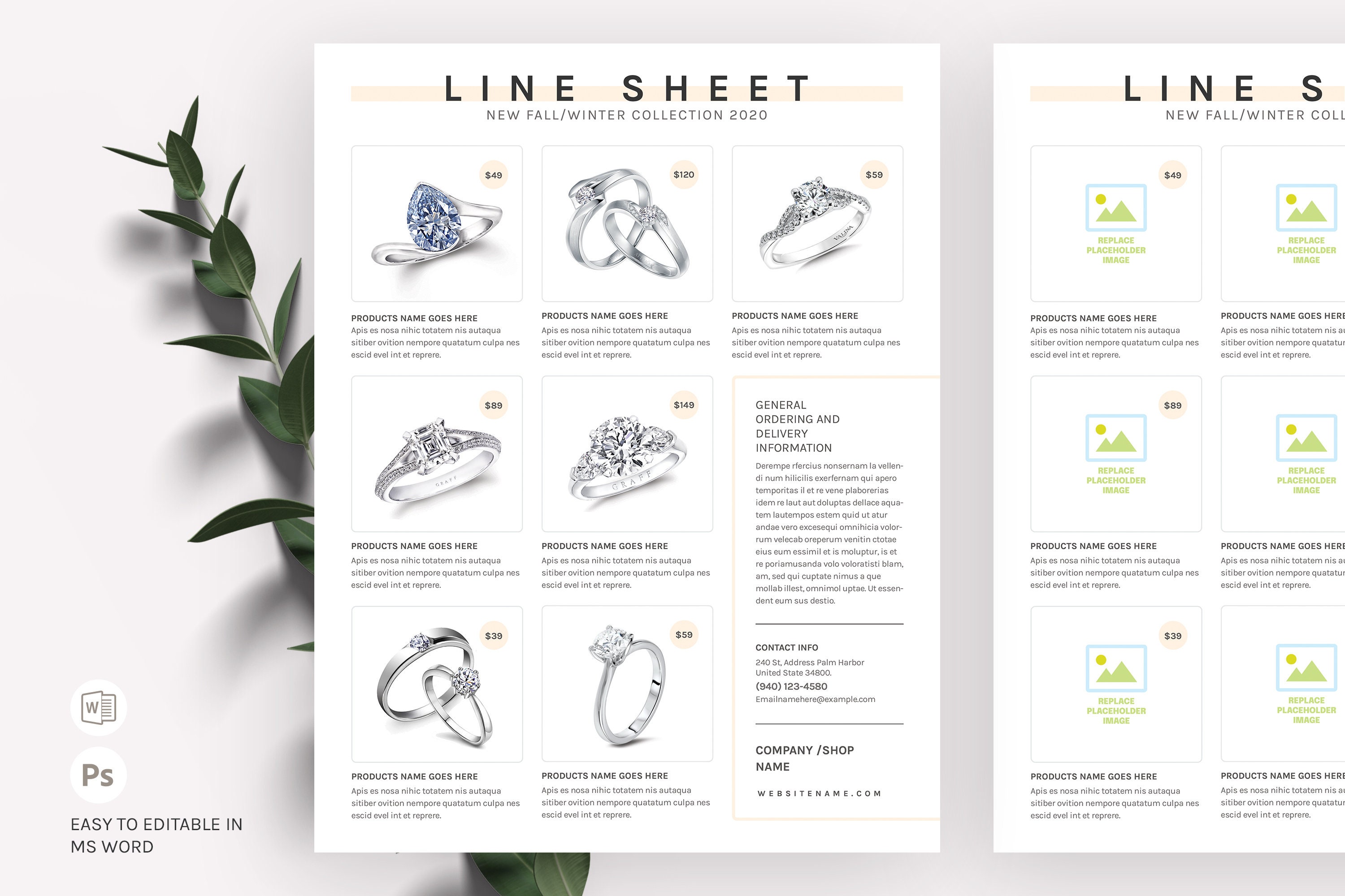 Line Sheet Template Minimalist Modern Line Sheet Wholesale Inventory ...
