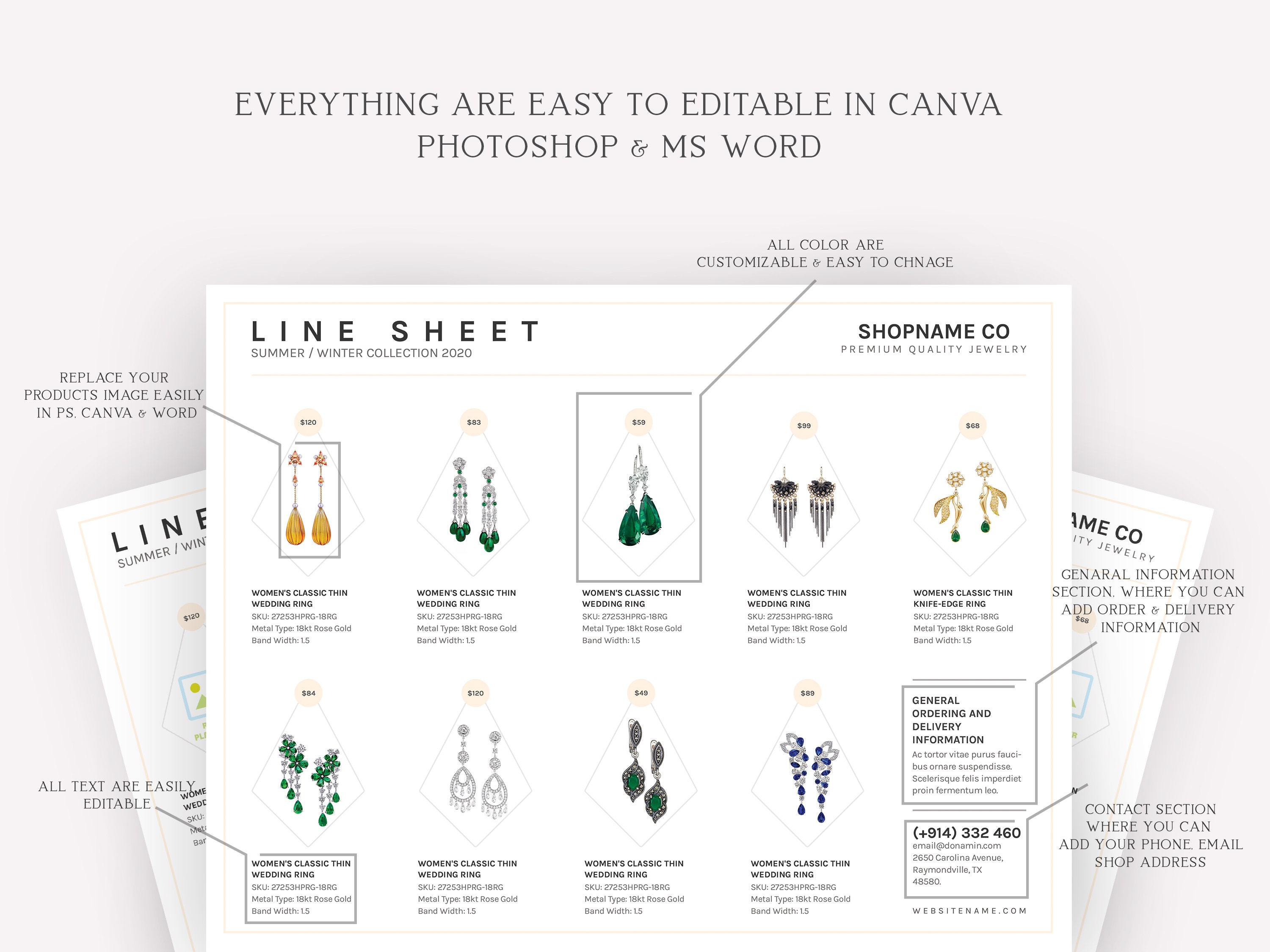 Wholesale Line Sheet Wholesale Catalog Line Sheet Template - Etsy