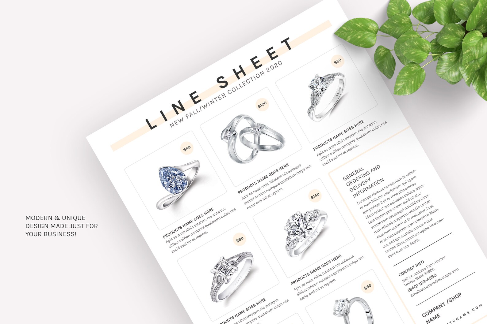 Line Sheet Template Minimalist Modern Line Sheet Wholesale Inventory ...