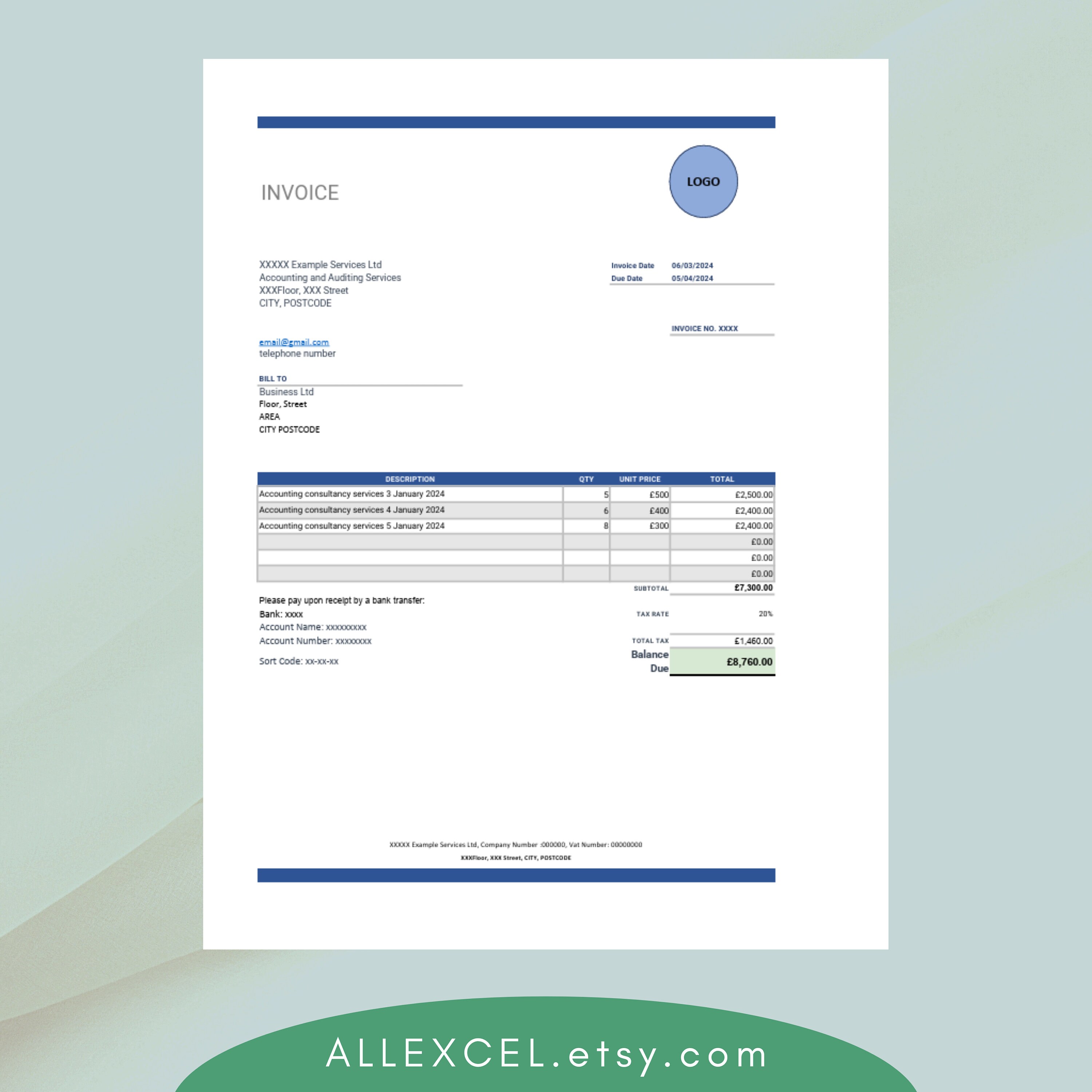 Easy to Use Invoice Excel With Automatic Calculations, Printable ...