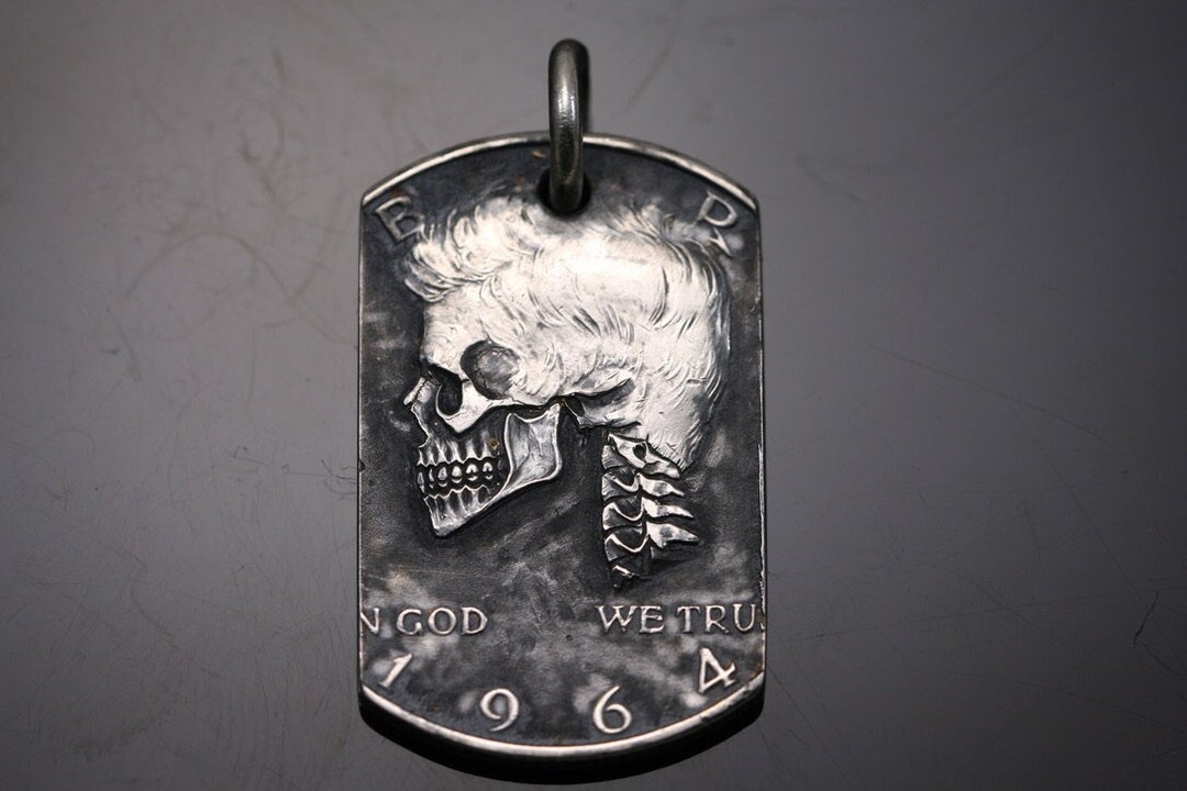 JFK Silver Skull Hobo Coin Pendant / Dog Tag Cut - Etsy