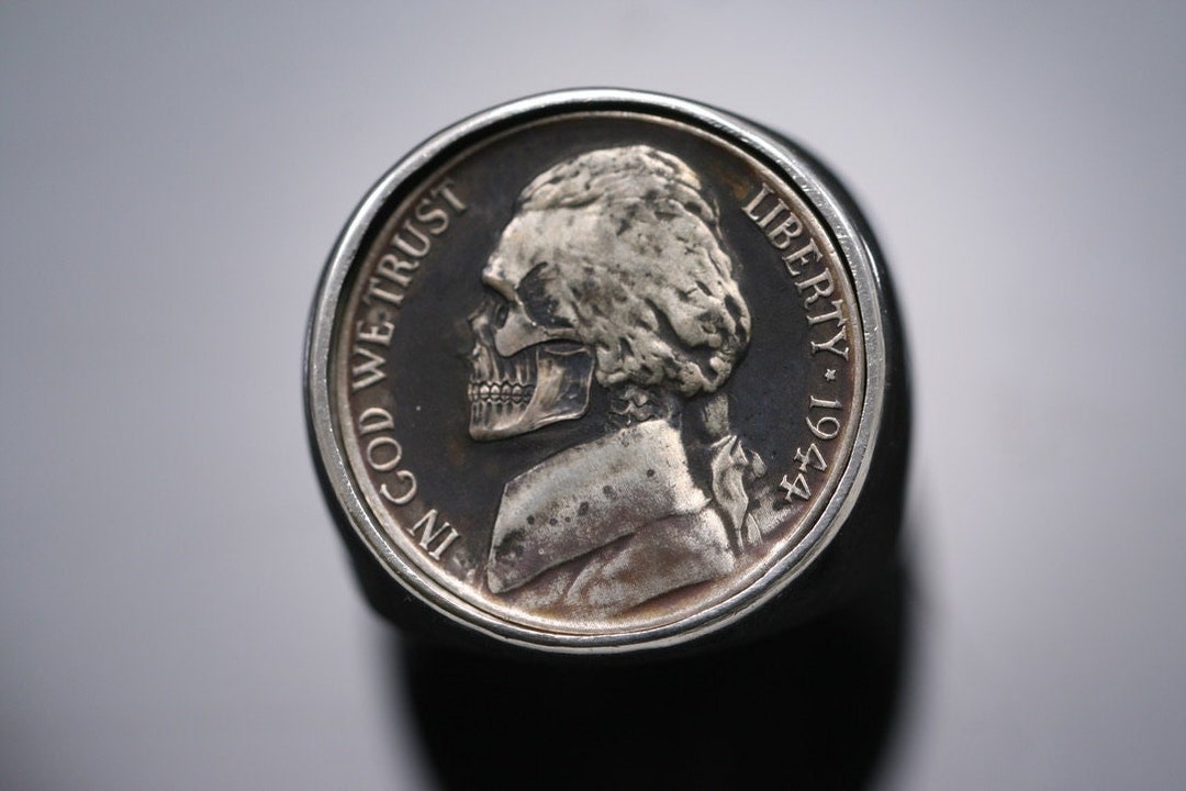 Hobo Nickel Coin Ring / Jefferson Skull - Etsy