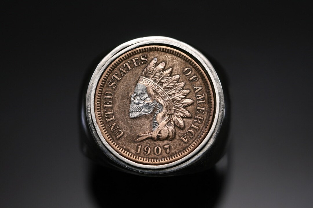 Indian Head Penny Hobo Coin Ring / Indian Skull - Etsy