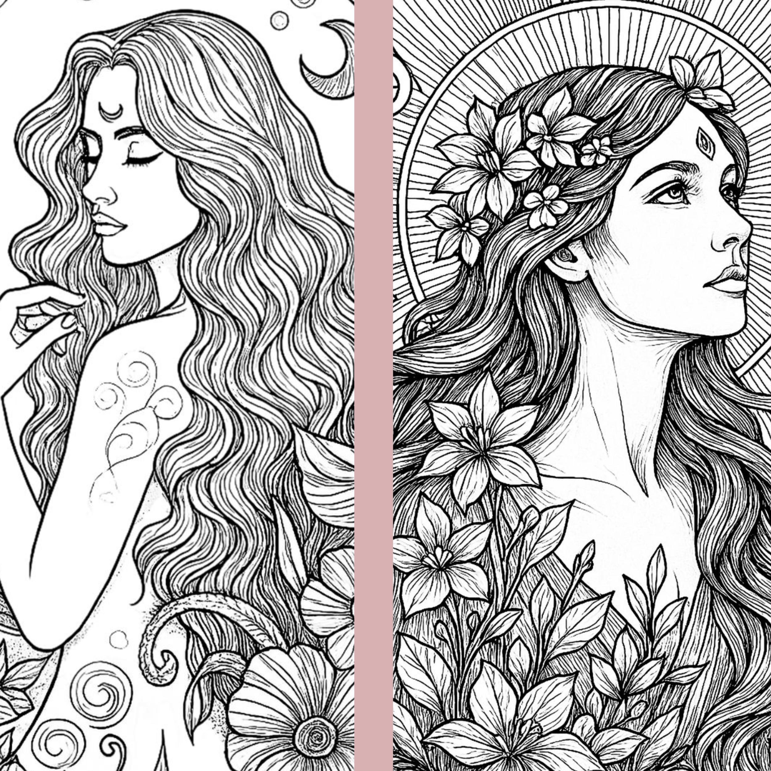 Tarot Coloring Pages for Adults – 22 Major Arcana Cards With Feminine ...