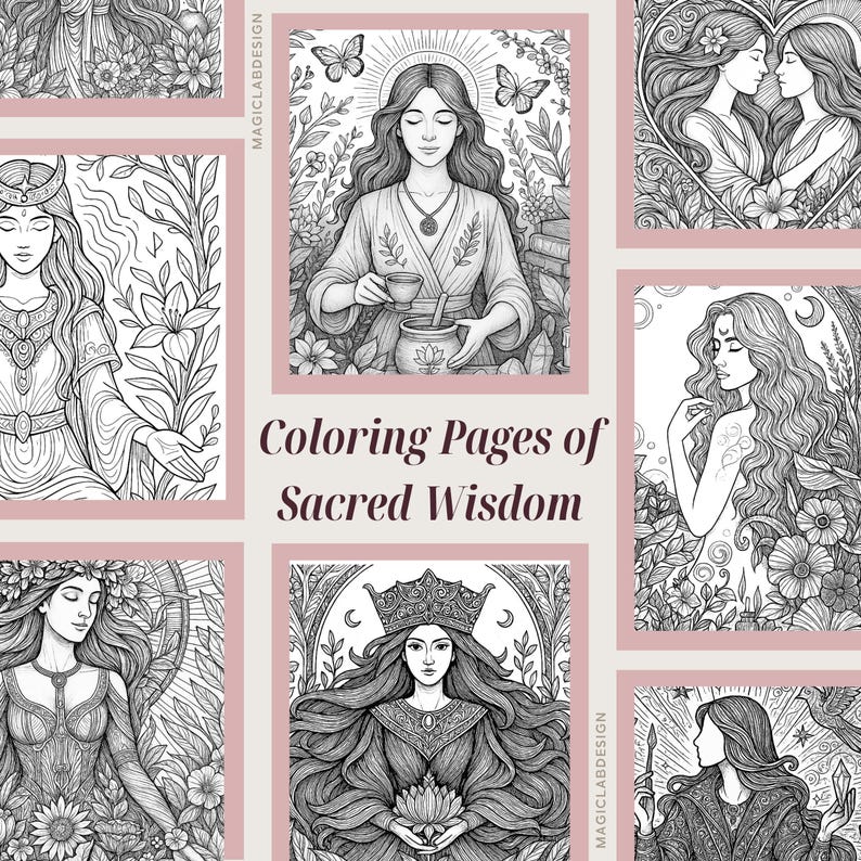 Tarot Coloring Pages for Adults – 22 Major Arcana Cards With Feminine ...