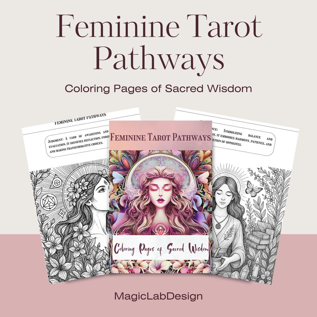 Tarot Coloring Pages for Adults – 22 Major Arcana Cards With Feminine ...