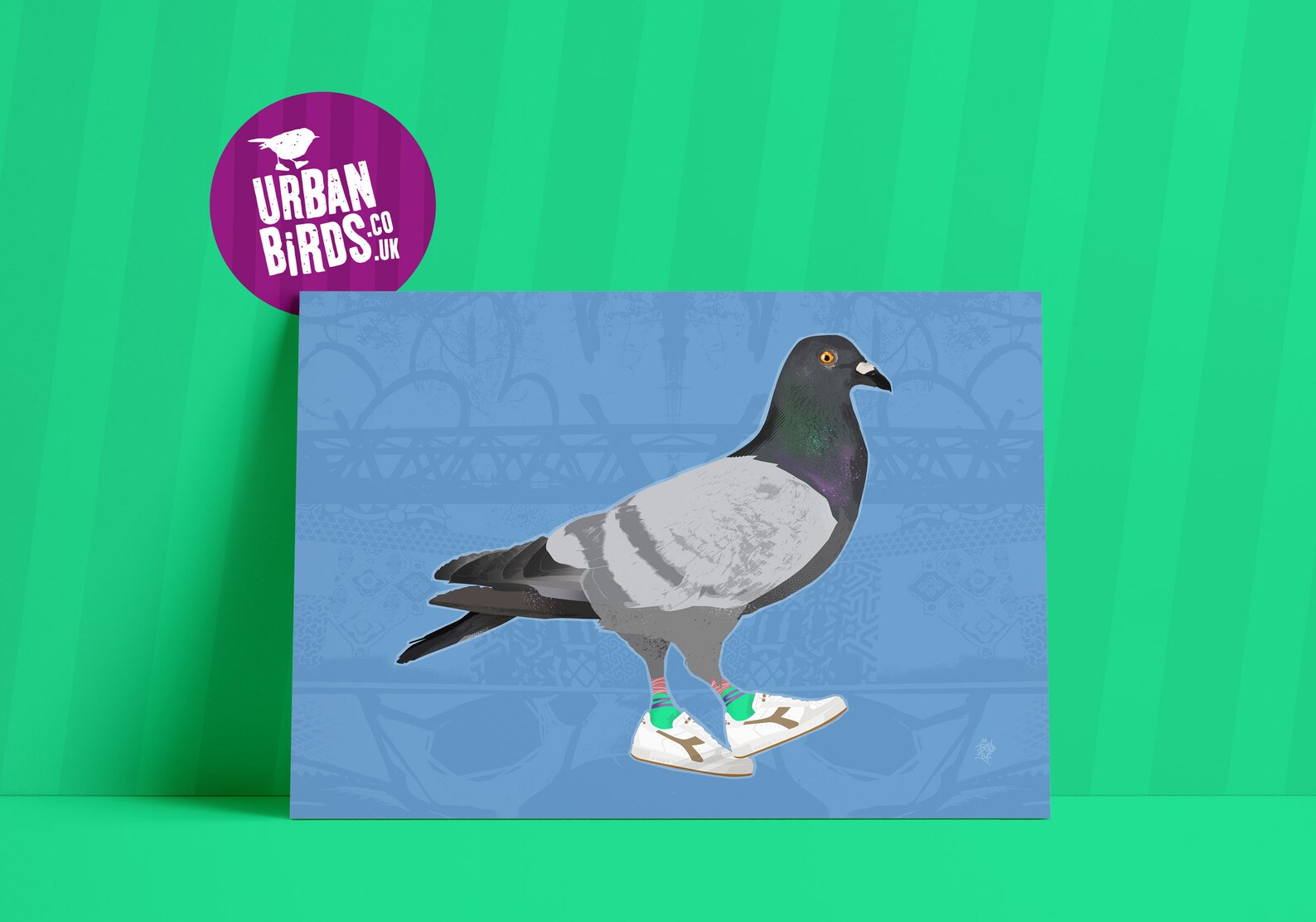 Funky Pigeon Print, UK Birds, British Birds, Bird Print, Bird ...
