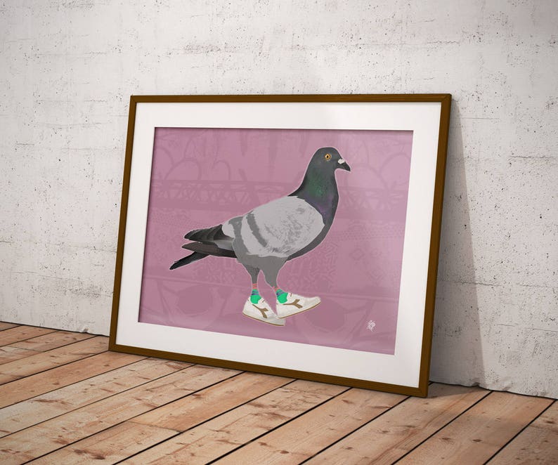 Funky Pigeon Print UK Birds British Birds Bird Print Bird | Etsy