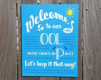 No P in Pool Sign - Etsy