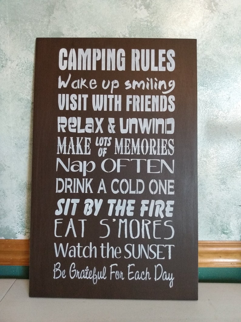Camper Sign Camping Rules Sign Large Wood Camping Sign - Etsy
