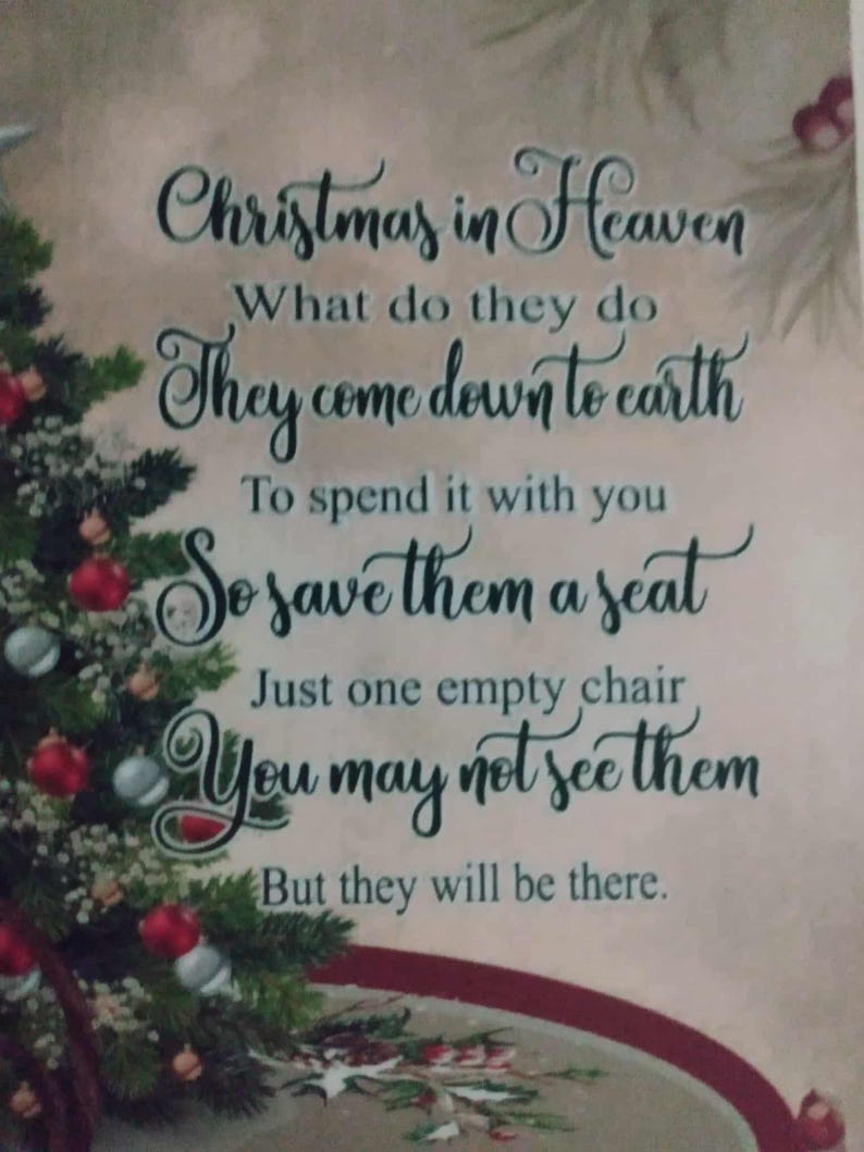 Christmas in Heaven Wall Decor, Empty Chair Poem, Memorial Gift - Etsy
