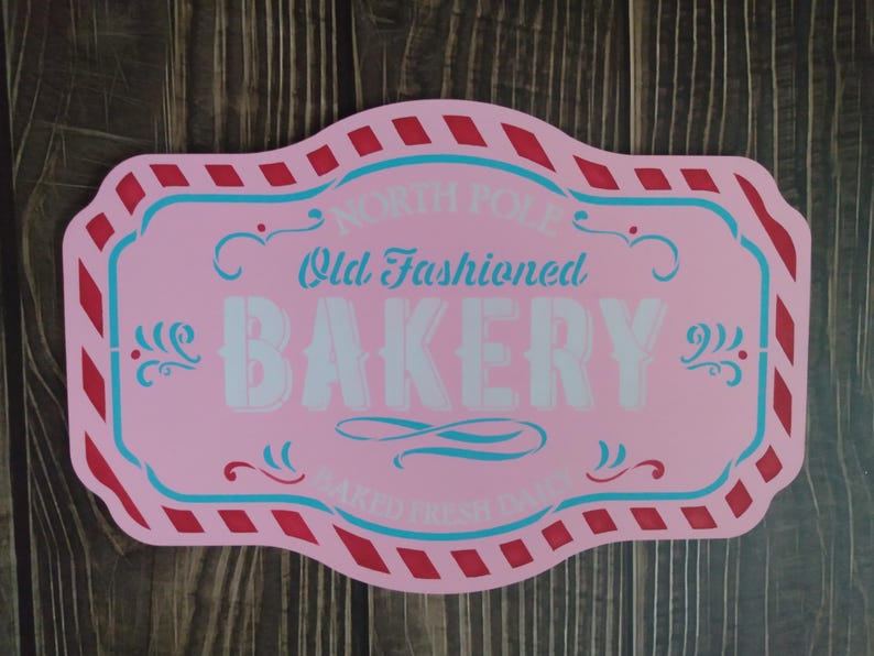 Retro North Pole Bakery Sign: Pink & Blue Christmas Decor - Etsy