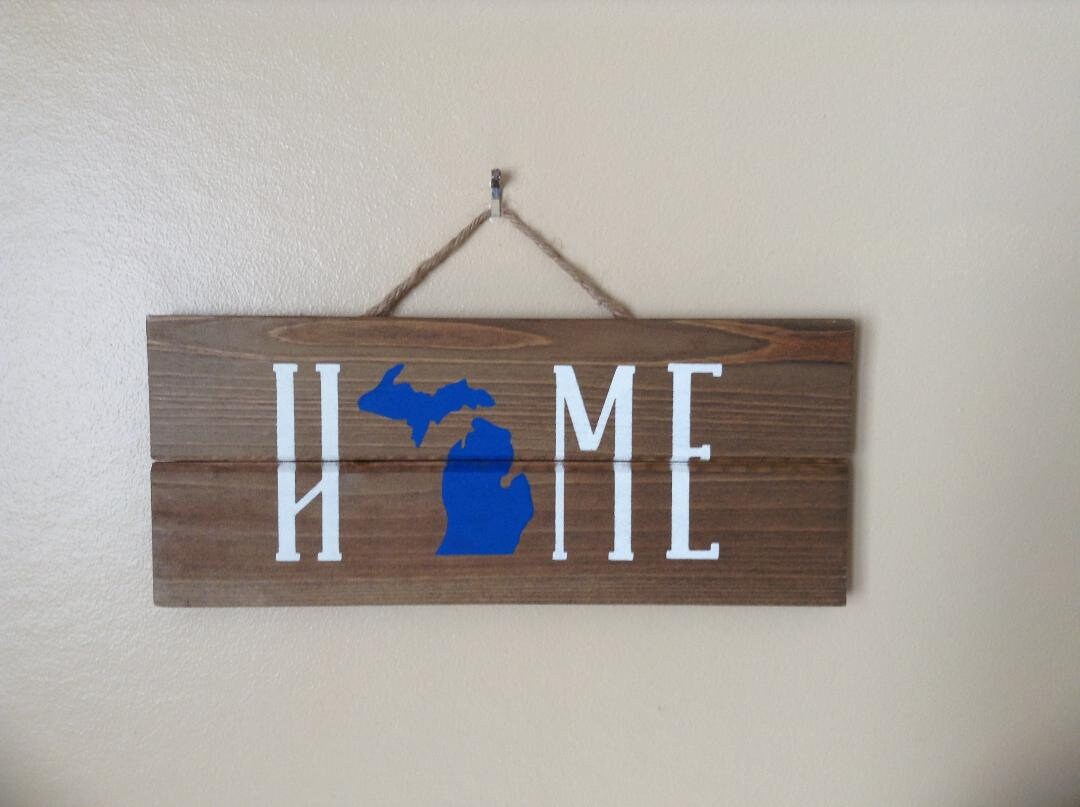 Rustic Michigan Wall Decor, Michigan Home State Sign, State Gift ...