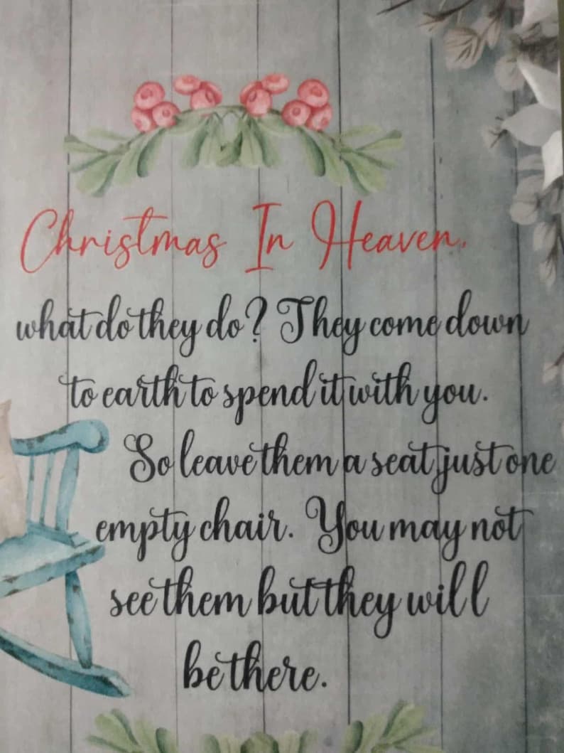 Christmas in Heaven Wall Hanging, Empty Chair Poem, Memorial Gift - Etsy