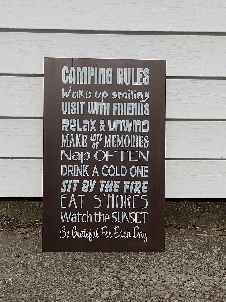 Camper Sign Camping Rules Sign Large Wood Camping Sign - Etsy
