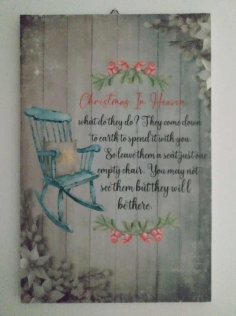 Christmas in Heaven Wall Hanging, Empty Chair Poem, Memorial Gift - Etsy