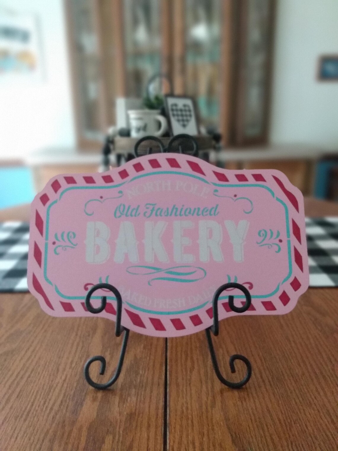 Retro North Pole Bakery Sign: Pink & Blue Christmas Decor - Etsy