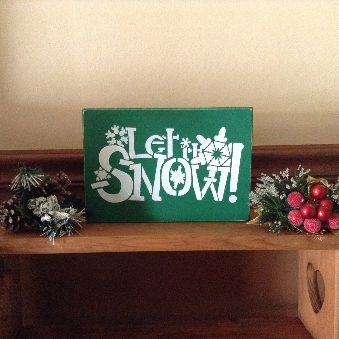 Let It Snow Sign, Small Christmas Signs for Home, Snowflake Decorations ...