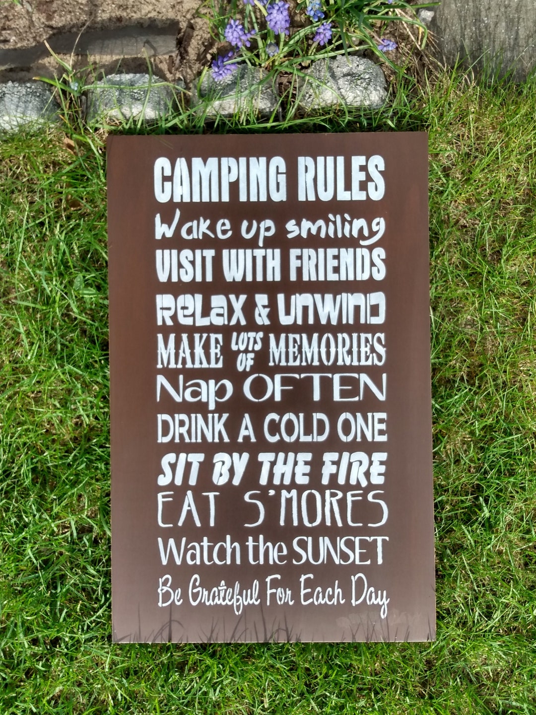 Camper Sign, Camping Rules Sign, Large Wood Camping Sign, Camper Decor ...
