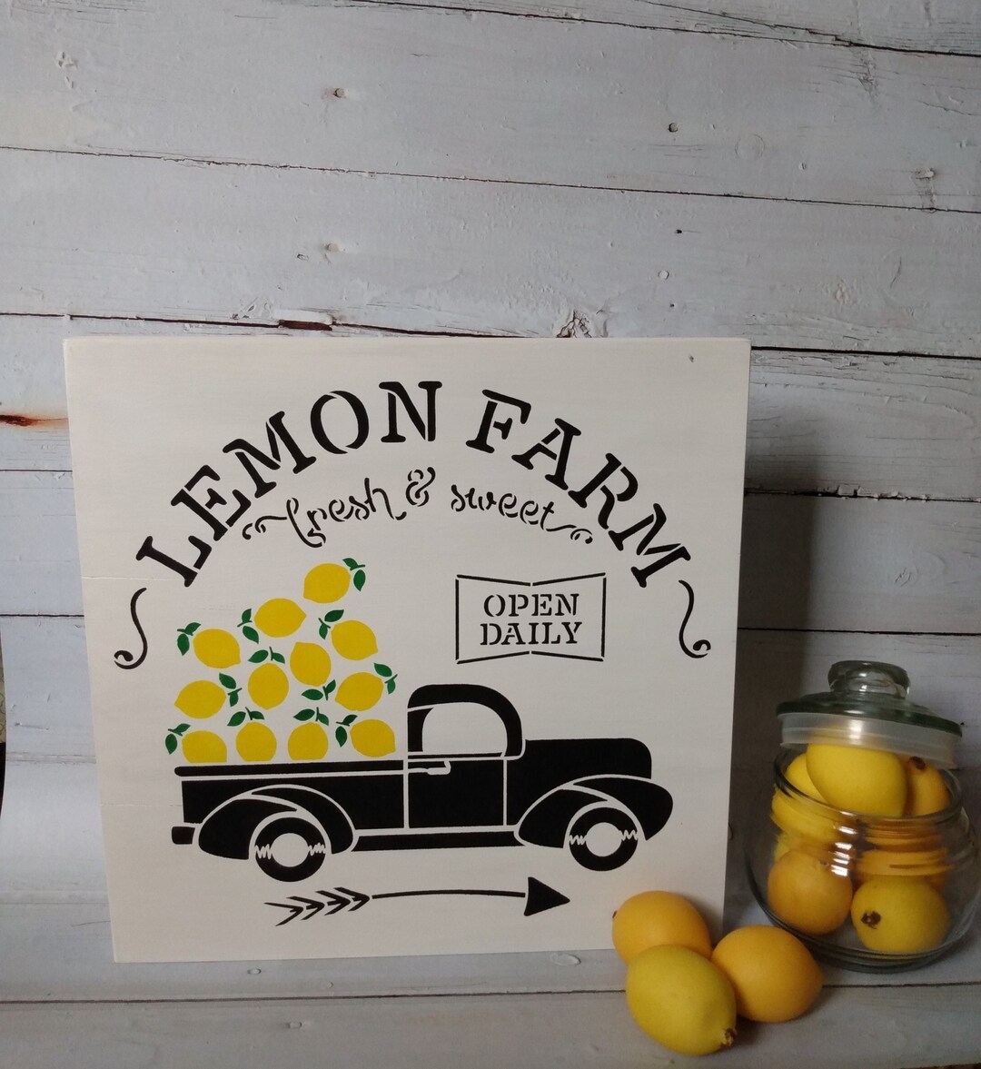 Lemon Farm Signs, Vintage Truck Decor, Wood Lemon Signs, Summer Kitchen ...