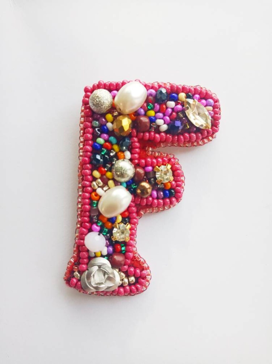 Brooch Initial Embroidered Brooch Personalized Brooch Letter - Etsy