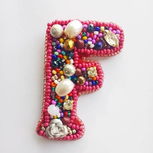 Brooch Initial Embroidered Brooch Personalized Brooch Letter - Etsy