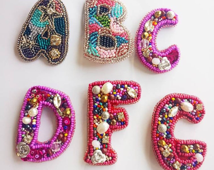 Brooch Initial Embroidered Brooch Personalized Brooch Letter Initial ...